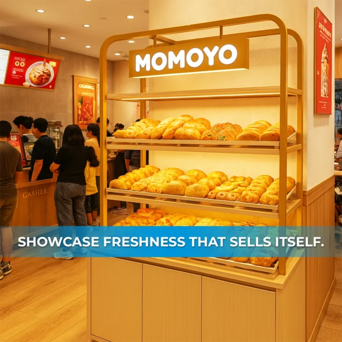 Momoyo Bakery Display Stand with LED Lightbox Sign / Wooden Bakery ...